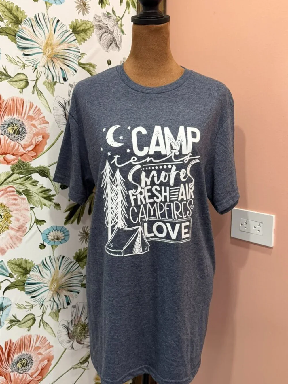 Gildan | Tops | Camping Tee Size Medium Blue Soft Style Tee Nwot | Poshmark